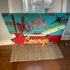 Poolside Lounge Mid-century Retro Painted Flat Metal/vintage Corrugated ...