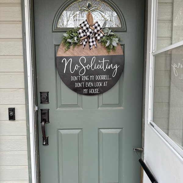 Front Door Decor | No Soliciting Sign | Year Round Wreath | Funny Front ...