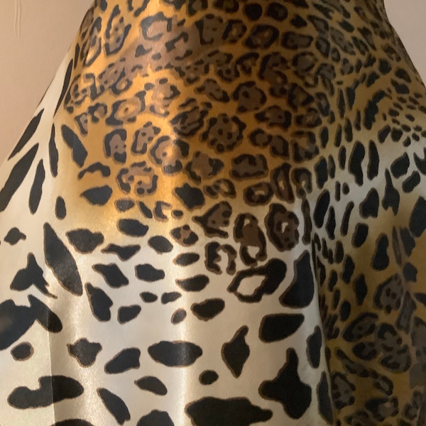 Jungle Animal Satin Print Fabric | Charmeuse Satin Tiger Cheetah Blend ...