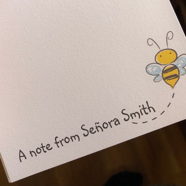 Custom Bee Notepads Name School Teacher // 50 Sheets per Stack 4"x5.5 ...
