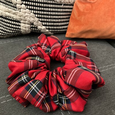 Big Red Tartan Scrunchie Oversized Tartan Plaid Scrunchie - Etsy Canada