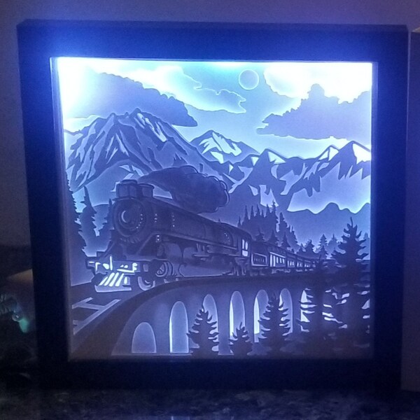 3d Old Train Silhouette, Shadow Box Templates, Paper Cut, Files for ...