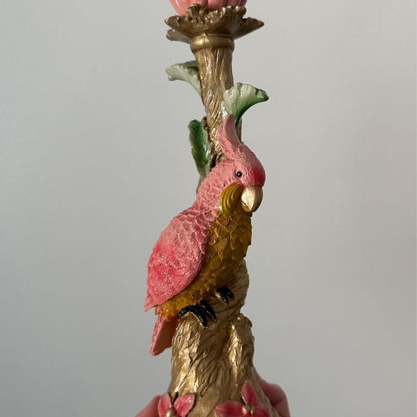 Hollywood Regency Pink Parrot Candle Holder, Bird Candlestick, Pink ...