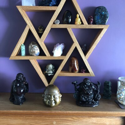 Oak Altar Shelf Geometric Hexagon - Etsy