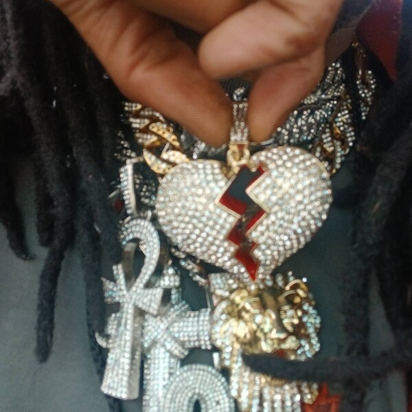 Mens Iced Out Black Red Dial Hip Hop Party Rap Round Shaped White Gold ...