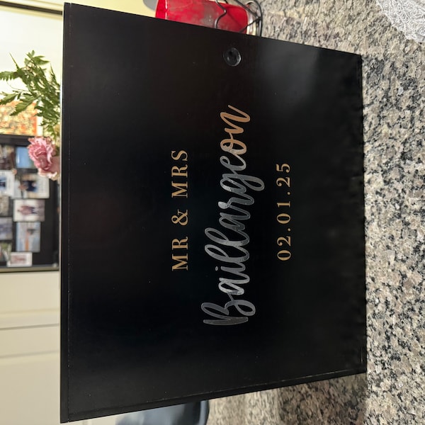 Personalized Wedding Card Drop Box | Engraved Slidetop Wood Box With ...