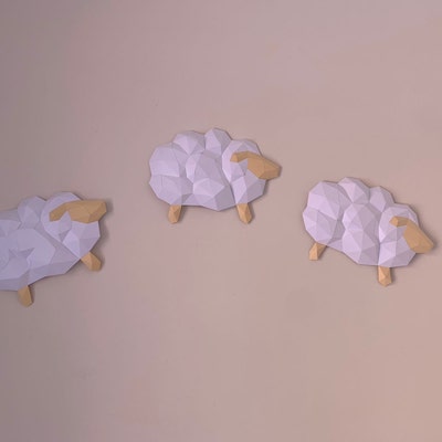 Sheep Papercraft DIY Counting Sheep Room Decor 3d Origami Low Poly ...