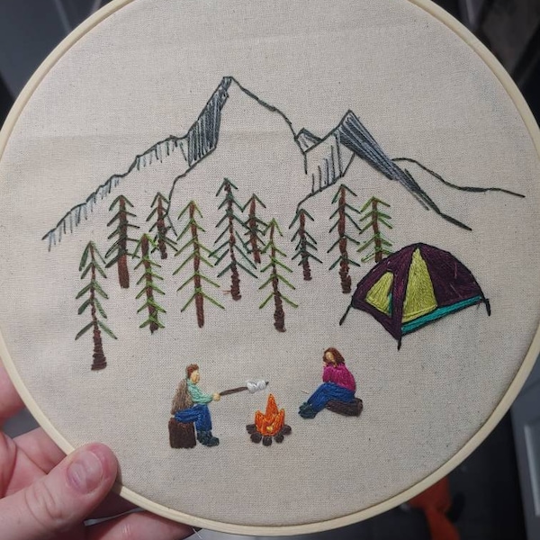 Camping Hand Embroidery Pattern - Camping Trip - PDF - Instant Download ...