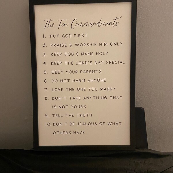 The Ten Commandments Sign | Scripture Wood Sign | Living Room Wall ...