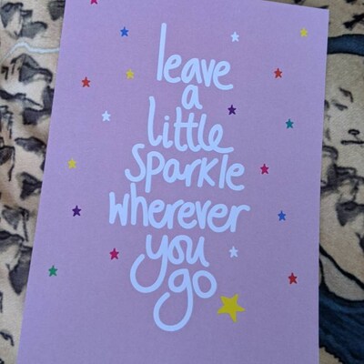 Leave a Little Sparkle Postcard, A6 Print, Positivity Print, Quote ...