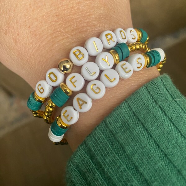 Philadelphia Eagles Beaded Bracelets | Philly Football Bracelet | Go ...