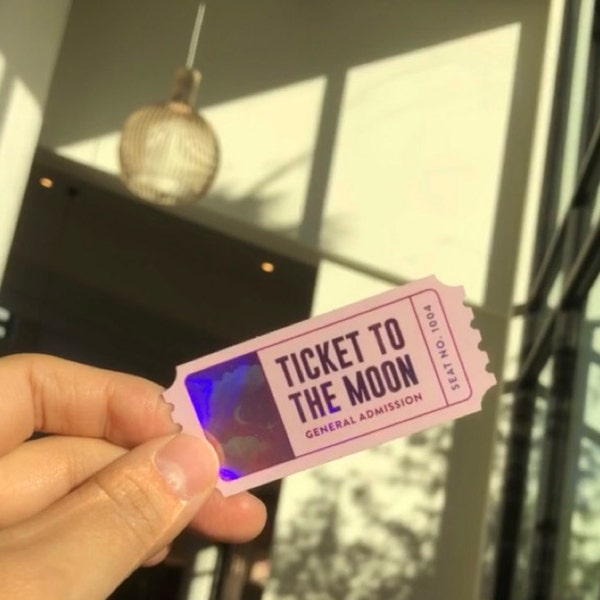 Holographic Ticket to the Moon Vinyl Sticker | Cute Kawaii Stationery ...