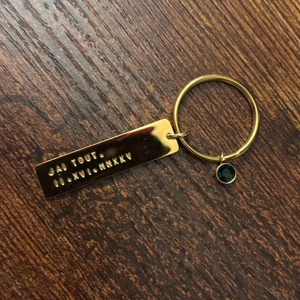 Personalized Gold Keychain | Custom Engraved Name Date Message Keychain ...