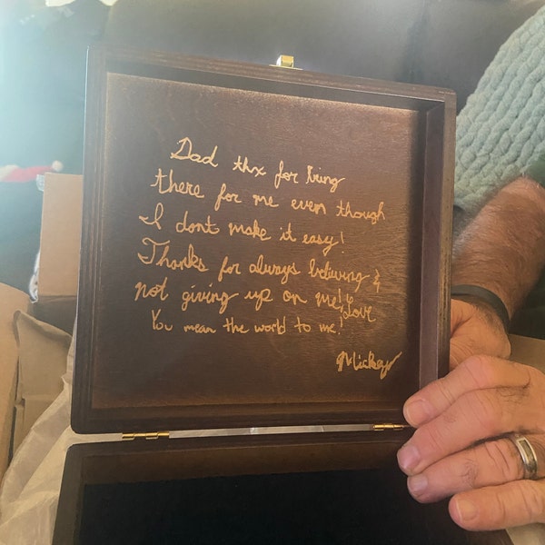 Handwriting Engraved Into This Custom Engraved Wooden Box, Mothers Day ...