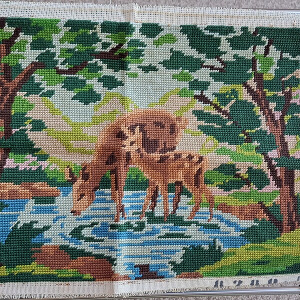 Vintage French Needlepoint Rooster Tapestry Embroidery Finished ...