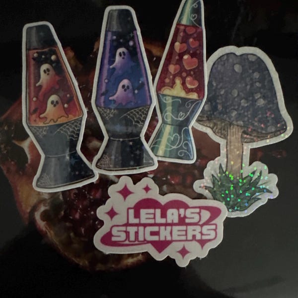 Spooky 70s Lava Lamp Halloween Sticker in Purple | Holographic Creepy ...