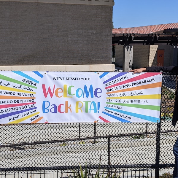 Welcome Back Vinyl Banner, Back to School Banner, Multilingual - Etsy