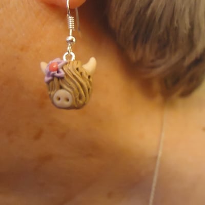 Kawaii Highland Cow Charms / Polymer Clay Floral Cow Charms / Kawaii ...