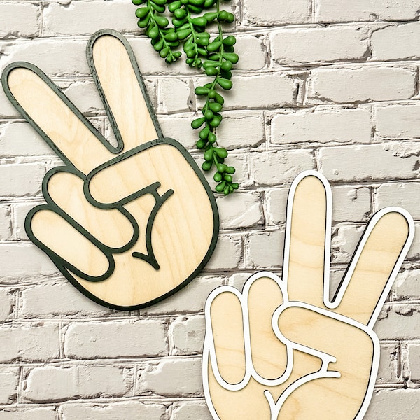 Hand Peace Sign SVG Cut File for Cricut, Silhouette, Line Drawing Peace ...