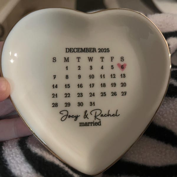 Custom Wedding Calendar Date Jewelry Dish, Wedding Ring Dish ...