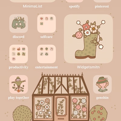 Cottagecore Ios 14 Icons Aesthetic, iPhone Widgets Cute Cottagecore App ...
