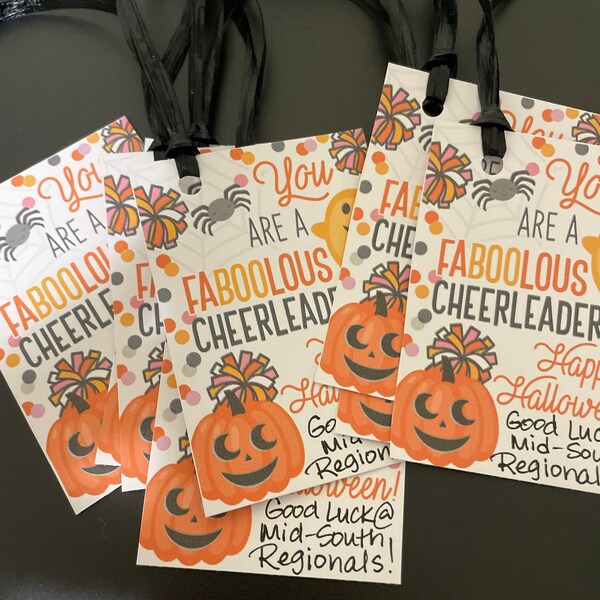 Cheerleader Halloween Printable Gift Tags, Cute Spooky Candy Tag ...