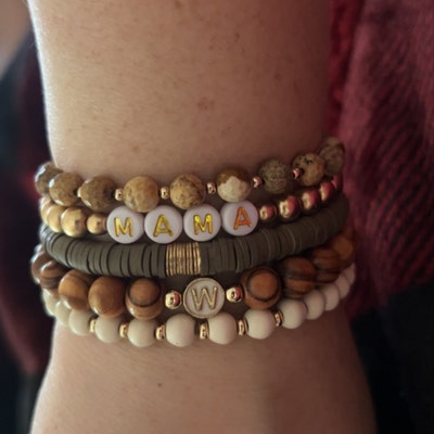 Stack of 3 Custom Word Vinyl Stretch Bracelets, Personalized Bracelets ...