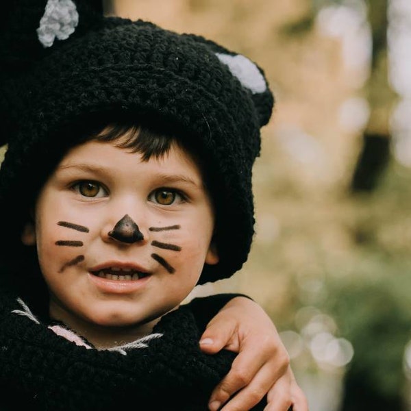 Kitty Hat and Cowl Scarf/ Cat Hat/ Kitty Hat/ Cowl Scarf/ Girls Winter ...