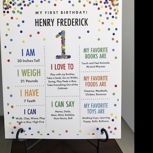 Confetti One Year Old Sign, Editable PDF Instant Download. 1st Birthday ...