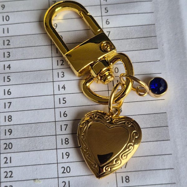 Locket Keychain, Bag Charm, Heart Charm Bag Charm, Personalized ...