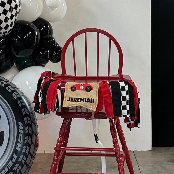 Racing Girl Birthday Banner, Race Car, High Chair Garland, Checkered ...