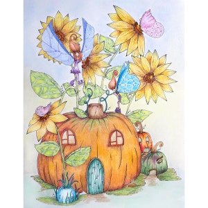 Fairy's Gourd House Coloring Page printable Adult - Etsy