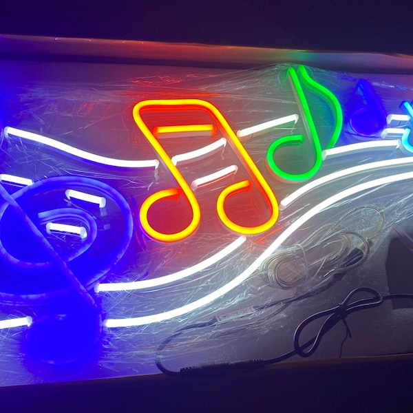 Custom Music Notes on Stave Led Sign, Music Embroidery Neon Light ...