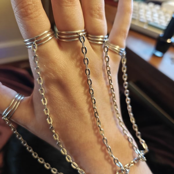Handmade Anime Chain Bracelet and Five Finger Rings - Etsy