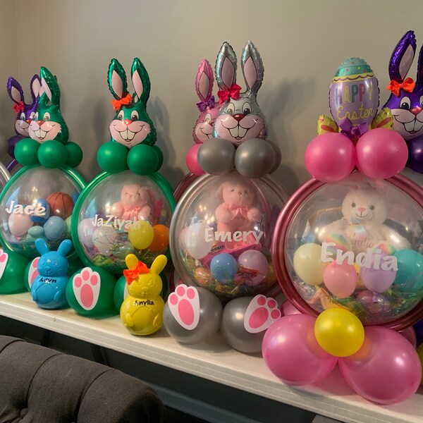 Rabbit Head Balloons Easter Bunnies Mylar Foil Made in USA 35" and 16 ...