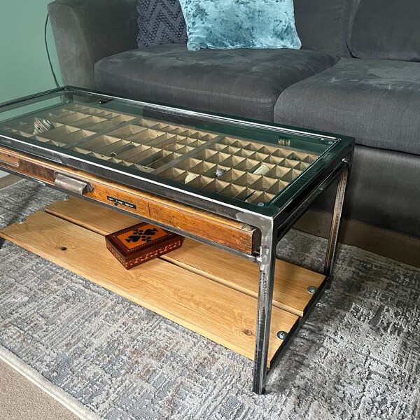STATEMENT COFFEE TABLE - Double Printers Tray Industrial Display ...