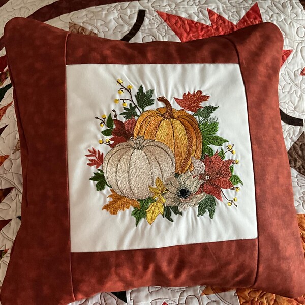 Floral Pumpkin Embroidery Design, Autumn Embroidery File, Thanksgiving ...