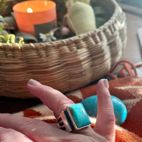 Beth Dutton Inspired Turquoise and Sterling Silver Large Statement Ring ...