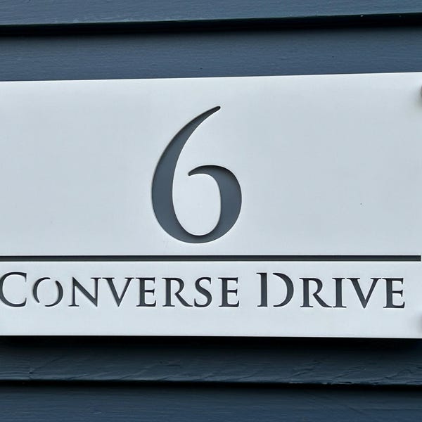 House Wall Plaques UK Luxe A4 Modern Laser Cut House Number Elegant ...