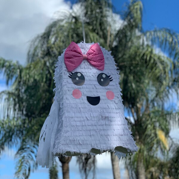 Ghost Pinata With Pink Bow, Girls Birthday Celebration Pinata, Pink Bow ...