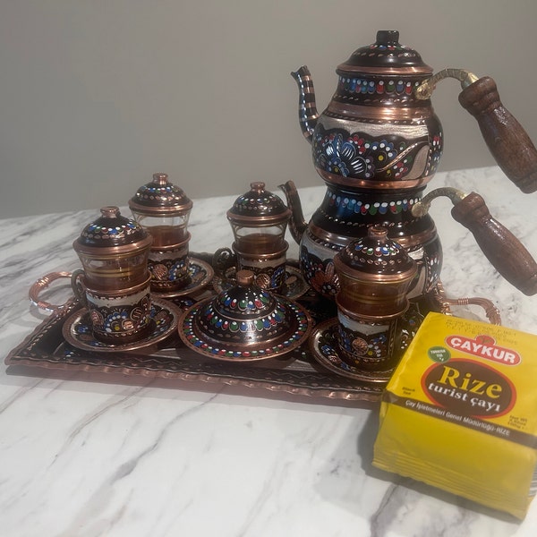 Turkish Copper Handmade Pure Copper Sugar Bowl Tea Set,embroidered ...