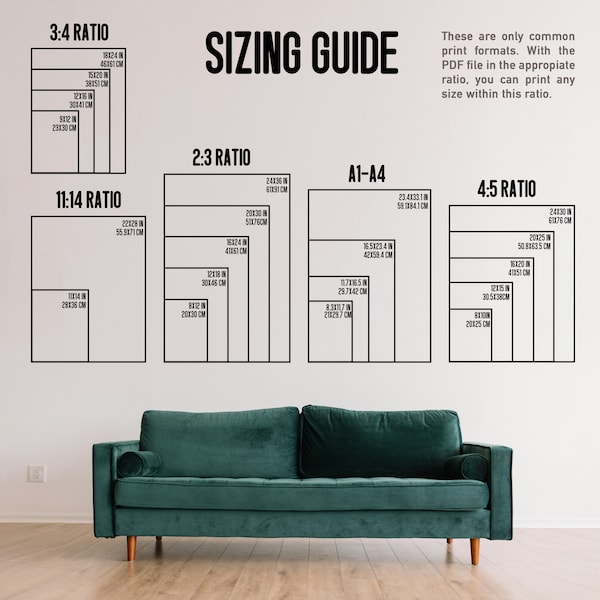 Wall Art Size Guide, Print Size Guide, Wall Art Ratio Guide, Frame Size ...