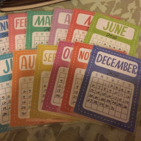 Printable 3x4 Month Calendars - Journal Cards - Instant Download ...