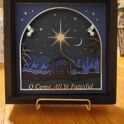 3D Nativity Scene Shadow Box, Christmas Shadow Box SVG, Christmas ...