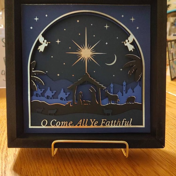 3D Nativity Scene Shadow Box, Christmas Shadow Box SVG, Christmas ...