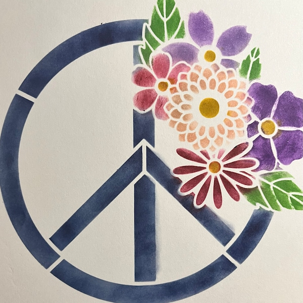 Floral Peace Sign Stencil - Reusable Stencils for Painting - Create DIY ...