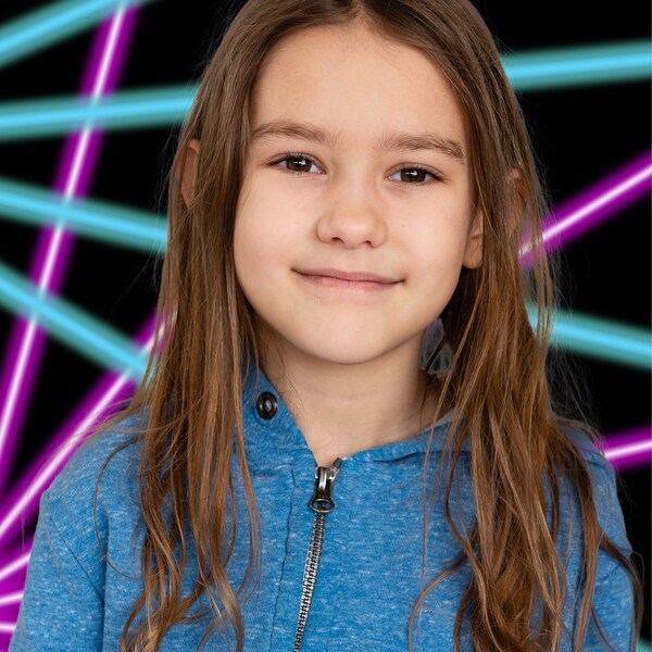 80s Retro Neon Laser Beam Background - Digital, Pink & Blue on Black ...