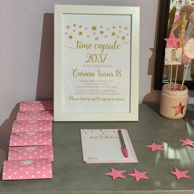 Time Capsule First Birthday Sign, Twinkle Twinkle Little Star Birthday ...