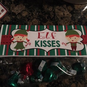 Christmas Holiday Elf Kisses Kiss Party Favors Favor Bag Treat - Etsy
