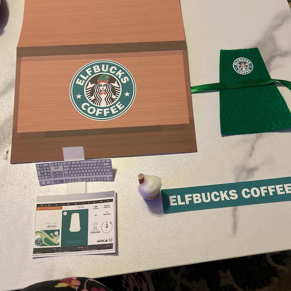 Elf Bucks Coffee Shop Display Prop, Doll Costume, Elf Clothes ...